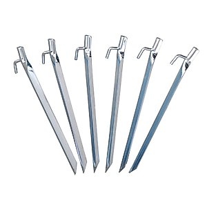 AceCamp Steel V Peg Tent Stakes, Camping Nail Spikes w/Hooks, Pitching Pop-Up Tent & Canopies, Heavy-Duty, No Slipping, Anchor, Hard to Bend. For Outdoor, Hiking, Tarp, Gardening