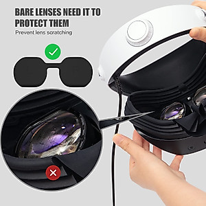 Lens Protective Cover for PS VR2, Anti-Dust Soft Silicone Lens Protective Cover for PlayStation VR2 Headset with Cute PS5 Controller Thumb Grips