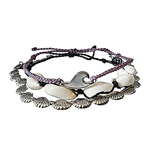 Pura Vida Bracelets Pack Dark Knotted Wave Chain Bracelet Stack - Set of 3 Stackable Bracelets for Women, Summer Accessories & Cute Bracelets for Teen Girls - 1 Chain Bracelet & 2 String Bracelets