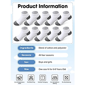 Foaincore 100 Pairs Kids Socks Bulk, Baby and Toddler Ankle and Low Cut Socks Half Cushion No Show Socks for Boys and Girls (White/Grey)