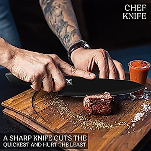 Lux Decor Collection Knife Set - 7 Piece Knives Set For Kitchen | Ultra Sharp Serrated Knife | Black Steak Knives Set | Rust Proof and Scratch Resistant Sharp Knives| Kitchen Knife Set