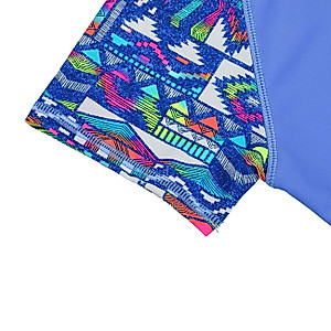 Dayu Boys Girls Swimsuit UPF 50+ UV Two Piece Short Sleeve Swimwear Rash Guard Sets, Purple, 12-14