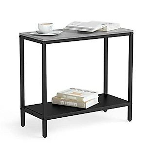 LIRUXUN 2 Tier Side Table Couch Desk Coffee Holder with Metal Frame for Living Room Bedroom