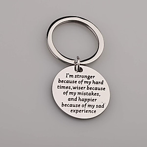 BEKECH Divorce Gift Break Up Gift Cancer Awareness Gift I'm Stronger Because of My Hard Time Strength Jewelry Keychain Gift for Best Friend New Adventure (silver)