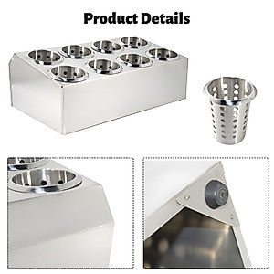 bimiti 8 Holes Flatware Cylinder Holder Commercial Stainless Steel Utensil Storage Caddy Drying Rack Countertop Silverware Organizer For Restaurant Hotel Buffet