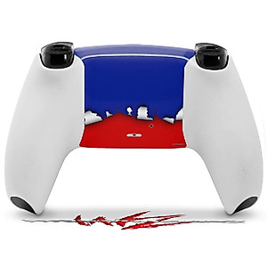 WraptorSkinz Skin Wrap compatible with Sony PS5 DualSense Controller Ripped Colors Blue Red (CONTROLLER NOT INCLUDED)