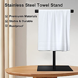 WUIVIUT Hand Towel Rack for Bathroom Countertop, SUS 304 Stainless Steel Matte Black T-Shape Towel Bar Rack Stand for Bathroom KitchenVanity