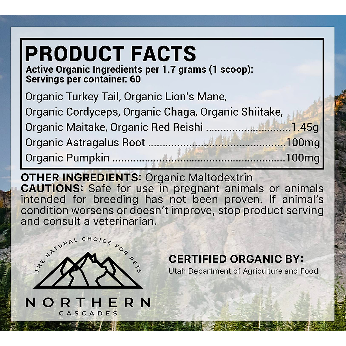 Northern Cascades Dog Immunity Supplement Supporting Superfood Mushroom to Strengthen K9 Immune System and Increase Vitality