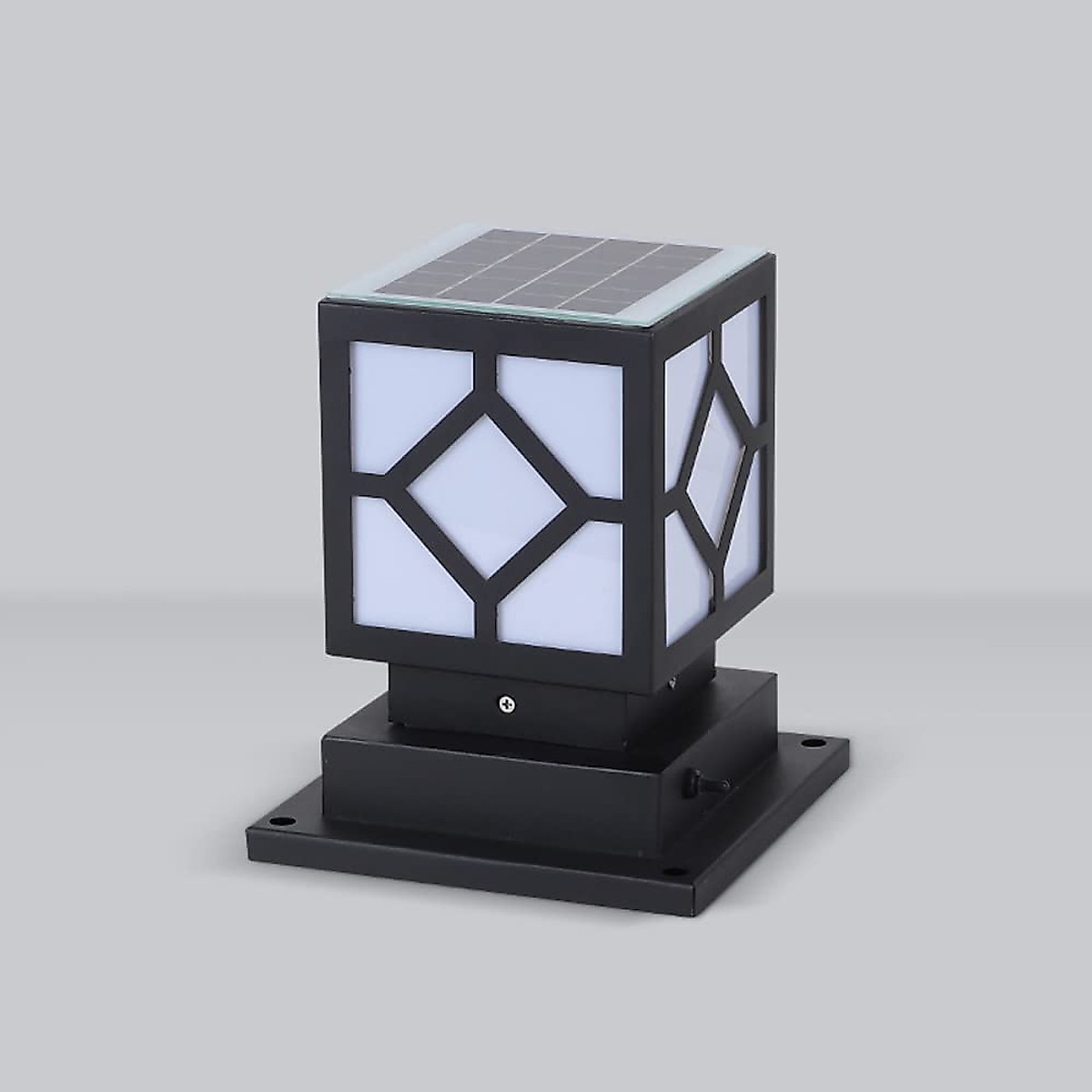 LANTKD Solar Column Head Lamp, Courtyard Villa Garden Home Super Bright Chinese-Style Gate Pillar Lamp Outdoor Waterproof Fence LED Three-Color Dimming Lamps