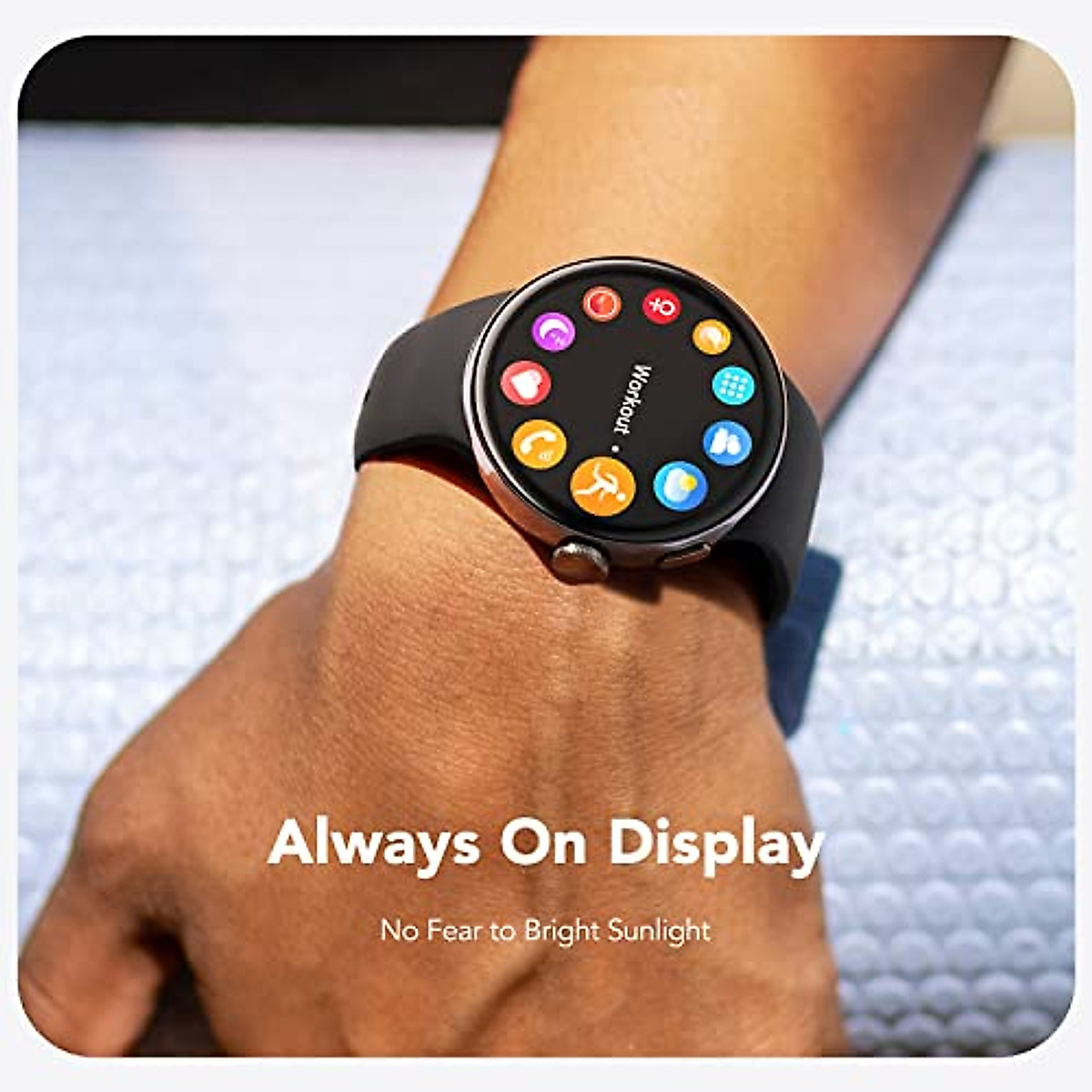 Parsonver Smart Watch Answer Make Call, AMOLED Always-on Display Smartwatch for Android and iOS Phones with Bluetooth Call/Dial, Fitness Activity Tracking, Sleep Monitor, Pedometer, Black, AIROR1