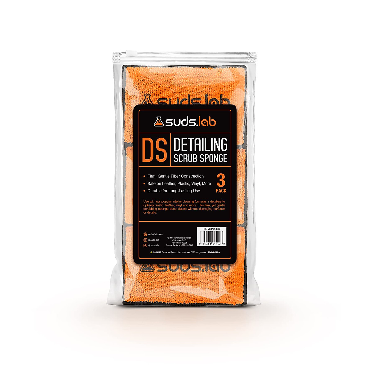 Suds Lab DS Microfiber Detailing Scrub Pad 3 Pack - Car Interior Cleaning & Detailing Microfiber Scrub Pads - Set of 3 - Safe On Leather, Vinyl, Plastic, Etc.