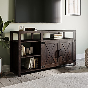 BELLEZE 58" TV Stand for TVs Up to 65", Modern Entertainment Center & TV Cabinet with Storage Shelves and Cabinet, Wood Storage Cabinet Media Console Table for Living Room Bedroom, Espresso