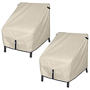 Porch Shield Patio Chair Covers - Waterproof Outdoor Lounge Deep Seat Adirondack Chair Cover 2 Pack - 34W x 37D x 36H inch, Beige
