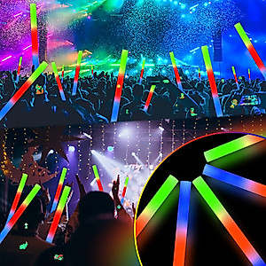 JDNRXO 28 PCS Glow Sticks Bulk, LED Light Up Foam Sticks Party Favors with 3 Flashing Modes, Glow in The Dark Party Supplies for Halloween, Wedding, Birthday, Carnival - Extra 5 Glowing Stickers