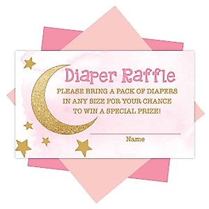 Hadley Designs 25 Baby Shower Diaper Raffle Tickets For Baby Shower Girl-Twinkle Twinkle Little Star Baby Shower Games For Girls, Diaper Raffle Cards, Baby Raffle Tickets, Baby Shower Invitation