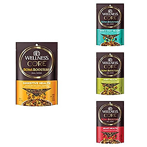 Wellness CORE Bowl Booster Dog Food Toppers with Functional Benefits, Digestive Health, Joint Health, Heart Health, Skin & Coat Health, 1 of Each, Pack of 4