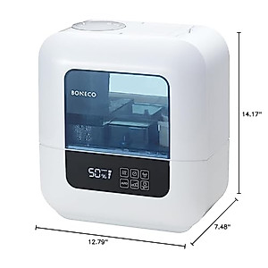 BONECO U700 Whisper Quiet Top Fill Ultrasonic Variable Mist Humidifier for Large Rooms with Self Cleaning Mode, Digital Display, and Auto Shutoff