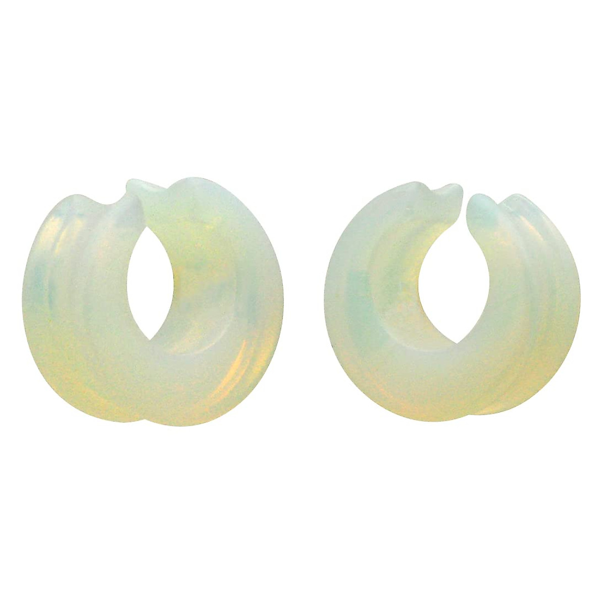 Mystic Metals Body Jewelry Pair of Double Flare Opalite Stone Saddle Spreaders (STN-674) (1-1/8" (28mm))