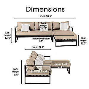 Serta Modern Outdoor Patio Furniture Collection with Bronze Metal Frame Finish, Sectional