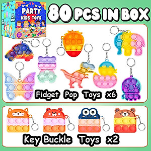 DuoDuoHouse 80 Pcs Party Favors for Kids 3-5 4-8-12,Easter Eggs Fillers, Goodie Bags Treasure Box Fidget Toys For Classroom Rewards, Kids' Party Supplies For Pinata Stuffers, Carnival Prizes