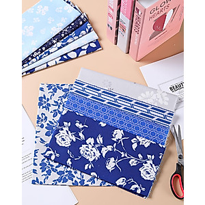 100% Cotton Quilting Fabric Bundle, 10Pcs Fat Quarters Fabric Bundles 50cm x 50cm, Pre-Shrunk, Medium Weight Plain Quilting Fabric Squares for Quilts, Sewing, Patchwork, DIY, Craft (Blue)