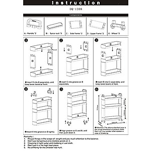 BAOYOUNI Slim Rolling Cart Between Washer Dryer Cabinet Storage Shelf Rack Narrow Slide Out Tower Organizer Space Saving Shelving Units with Wheels (3-Tier)