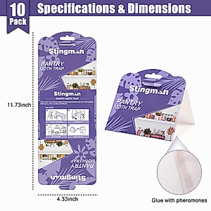 10 Pack Pantry Moth Traps, Sticky Glue Trap for Food and Cupboard, Moth Repellent for Closets, Safe for Child and Pets