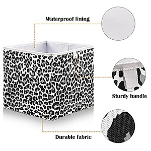 Kigai Storage Basket Black and White Leopard Foldable Storage Bin 11 X 11 X 11 Inches Cube Storage Baskets Box for Shelves Closet Laundry Nursery Bedroom Home Decor