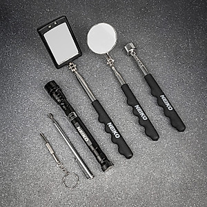 NEIKO 20736A (6) Piece Set, Magnetic Tool & Telescoping Mirror Set, Adjustable Telescoping Magnetic Pickup Tool, Flashlight 15lb Retriever Tool, 360 Swivel, Magnet Mirror, Magnetic Tools for Mechanic