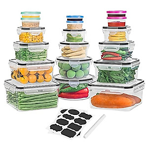 48 PCS Larger Food Storage Containers, 2.7~85 OZ (24 Stackable Plastic Containers and 24 Lids) - 100% Airtight & BPA-Free & Microwave, Dishwasher Safe Food Storage with Chalkboard Labels & Marker……
