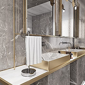 ROLABAM Heavy Weighted Hand Towel Holder(with Crystal Ball) Standing Hand Towel Holder Total Height 15.7'' for Kitchen,Bathroom,Vanity,Classic Decorative Metal Hand Towel Stand,Polished Chrome