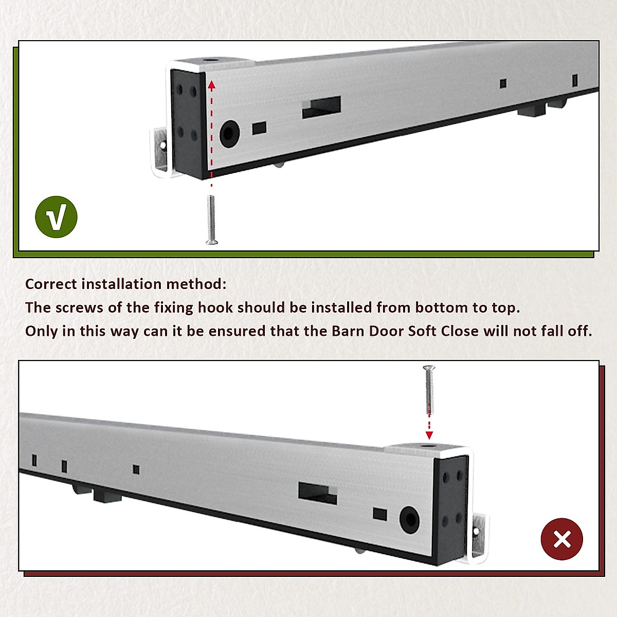 2PCS Stainless Steel Barn Door Soft Close Mechanism, Adjustable Tension Spring Buffer Damper, Hole-Free/Drilling Perfect for Silver Flat Track for Door Weight 77-132 Pounds with Actuator Spacers