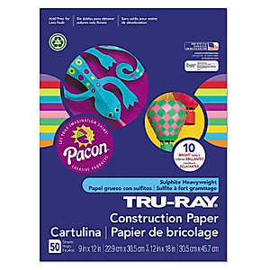 Pacon Tru-Ray Construction Paper, 76 lb, 18 x 24, White, 50 Sheets/PK (103090)