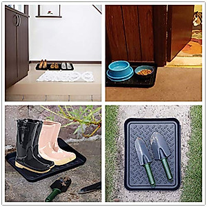 Boot Mat Tray for Floor Protection,3 Pack Black Shoe Tray,Boot Drying Mat w/Lip, Dirt Rug, Dog Water Mat & Litter Box ray,Garden Garage-Indoor Outdoor (Black)