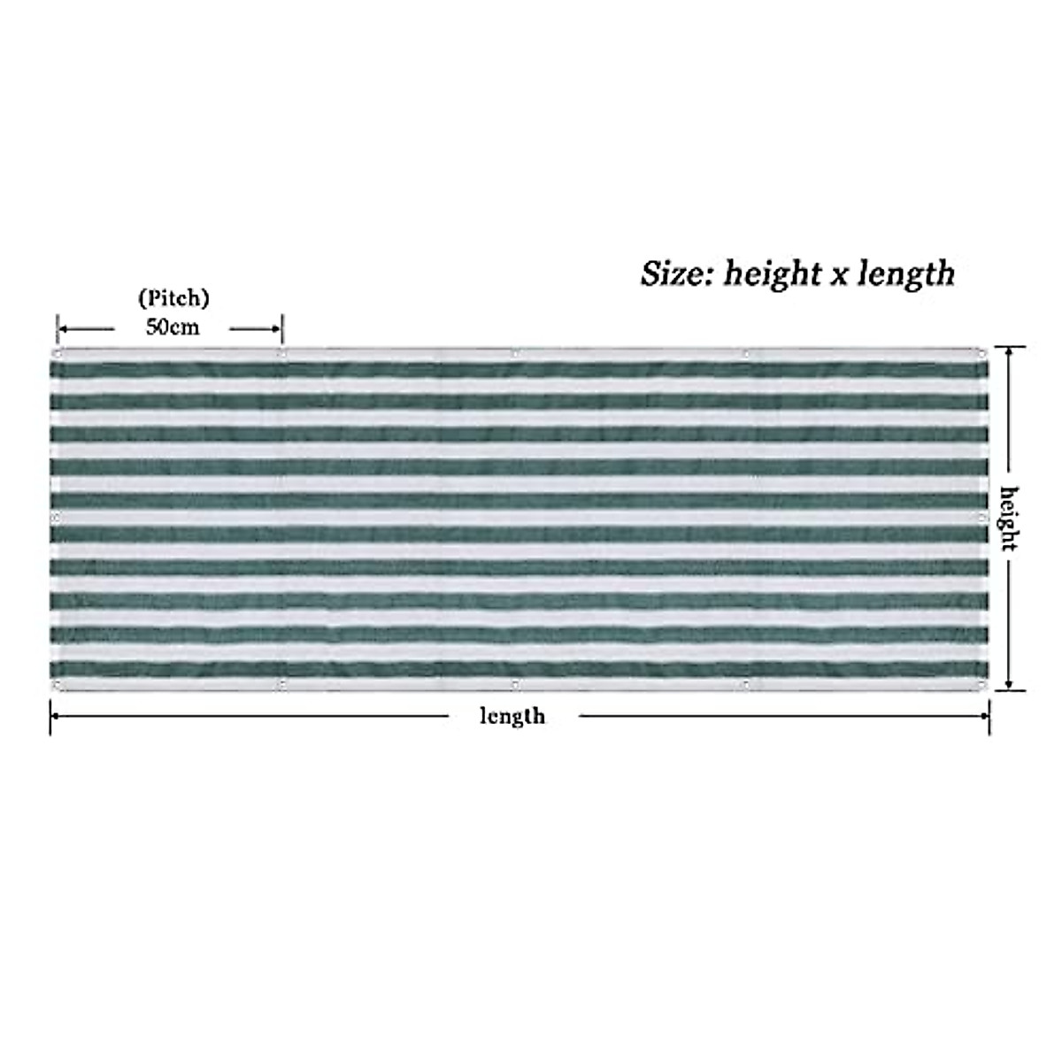 ALBN Balcony Privacy Screen Windshield Net Fence Sunshade HDPE UV-Proof Fits Apartment Railings, Patio Decking, with Cable Ties (Color : Green-White, Size : 75x600cm)