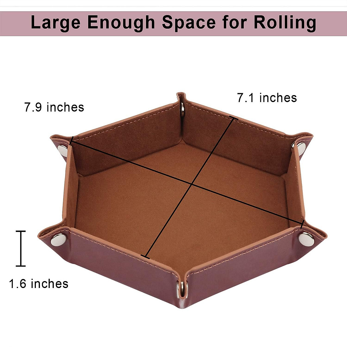 K.T. Fancy Dice Tray 6 Pieces Folding D&D Dice Tray Dice Holder Storage Box for Rolling Dice Games Metal Dice Rolling Tray PU Leather and Velvet