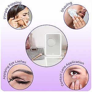 stylPro Stylideas Glow and Go Travel Mirror - Makeup Mirror with Lights Perfect for Hair Styling - USB Rechargeable - with Protective Sleeve - 1 pc.