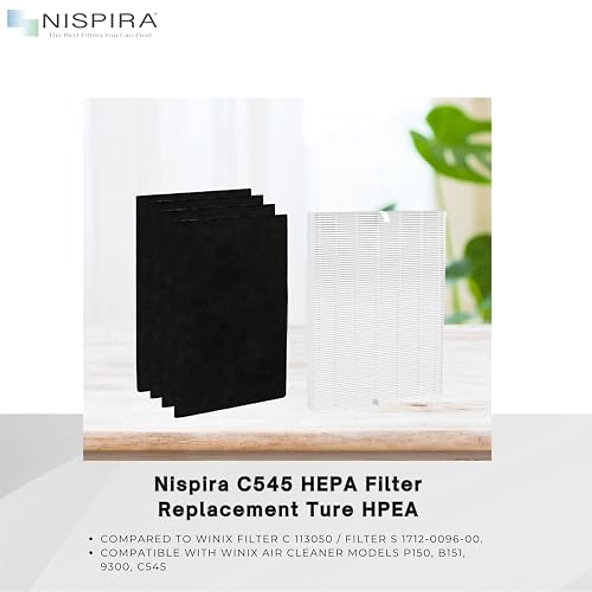 Nispira C545 HEPA Filter Replacement Ture HPEA For Winix C545 Air Purifier, P150, B151, 9300, Part Filter S 1712-0096-00 & 2522-0058-00, 113050 1 Set