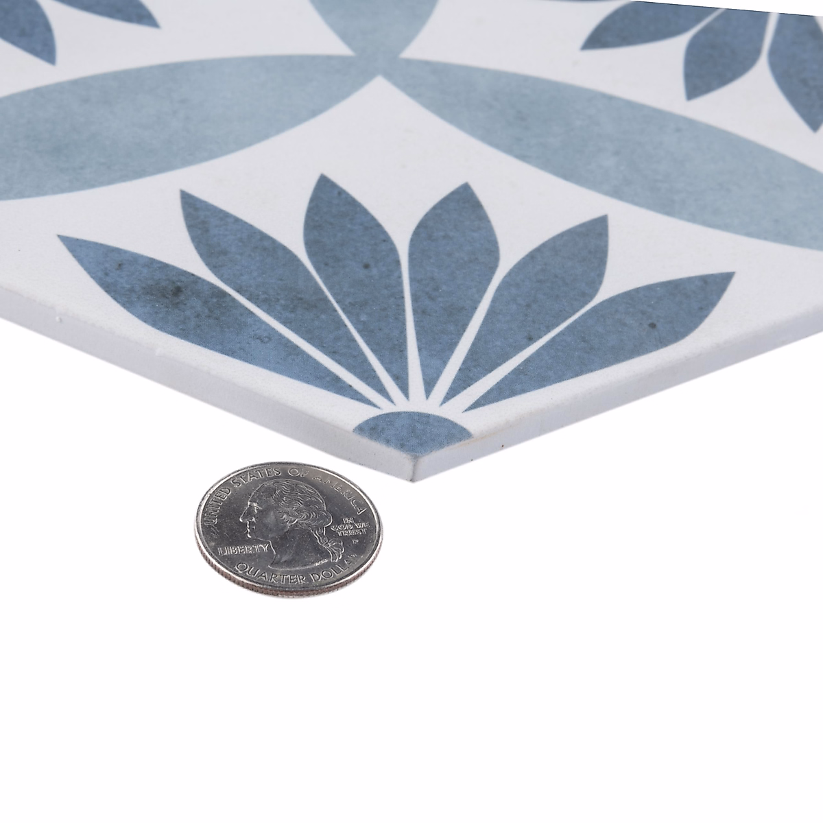 Merola Tile Coco Hex Camellia Blue 7" x 8" Porcelain Floor and Wall Tile