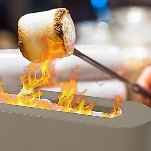 BPS Portable Mini Concrete Tabletop Fire Pit, Compact Rectangular Design in Brown for Indoor & Outdoor - Bio Ethanol Fuel