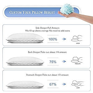 Meoflaw Cooling Pillows for Sleeping Standard Size Set of 2,Shredded Memory Foam Bed Pillow with Double Sided Material Pillowcase,Adjustable Loft Standard Pillow for Side & Back Sleeper-Medium Firm