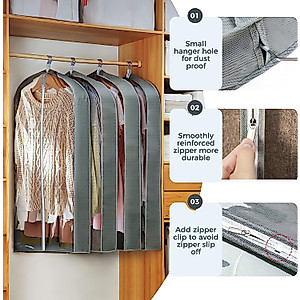 4 pack 40" Clear Garment Bags for Hanging Clothes, Suit Bags for Closet Storage, Clothing Storage, Garment Bags for Travel Covers with 4" Gussets for Coats, Shirts, Jackets, Sweater