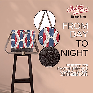 SIXTEASE Womens Shoulder Bag Vintage Style Shoulder Bags for Women - Made with Genuine Leather, Upcycled Canvas, or Hair On - Handmade, Adjustable Strap, Brass and Zinc Hardware - Primrose