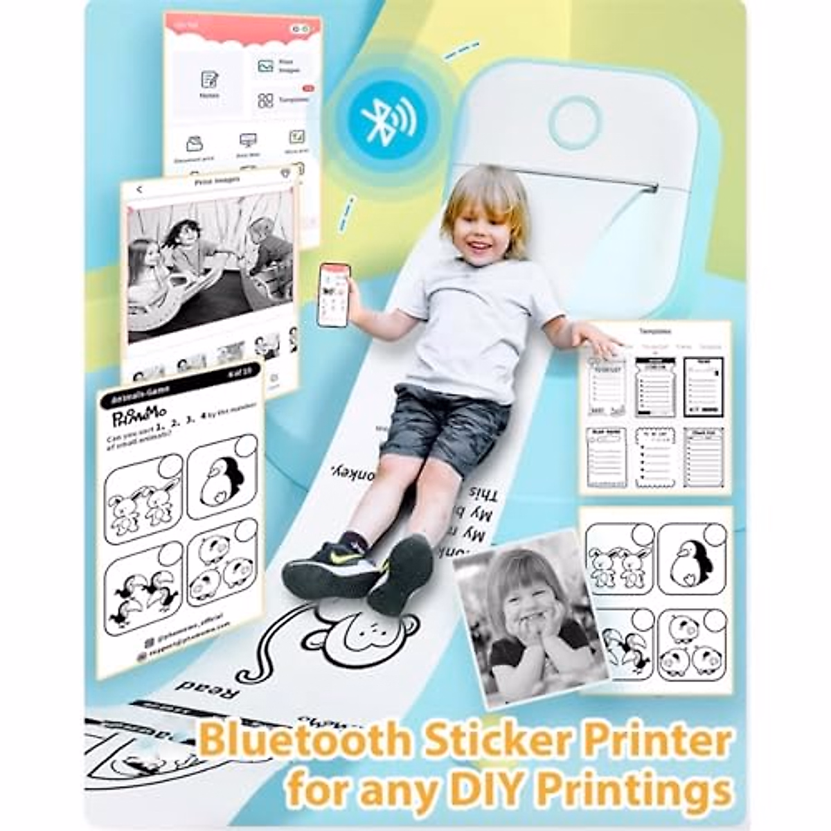 Snapprint Portable Printer, Printpod, Portable Print Pod with 1 Rolls Paper, Mini Photo Sticker Printer, Print Pod, Mini Sticker Portable Printer for School, Print Pods Printer for Pictures(Green)