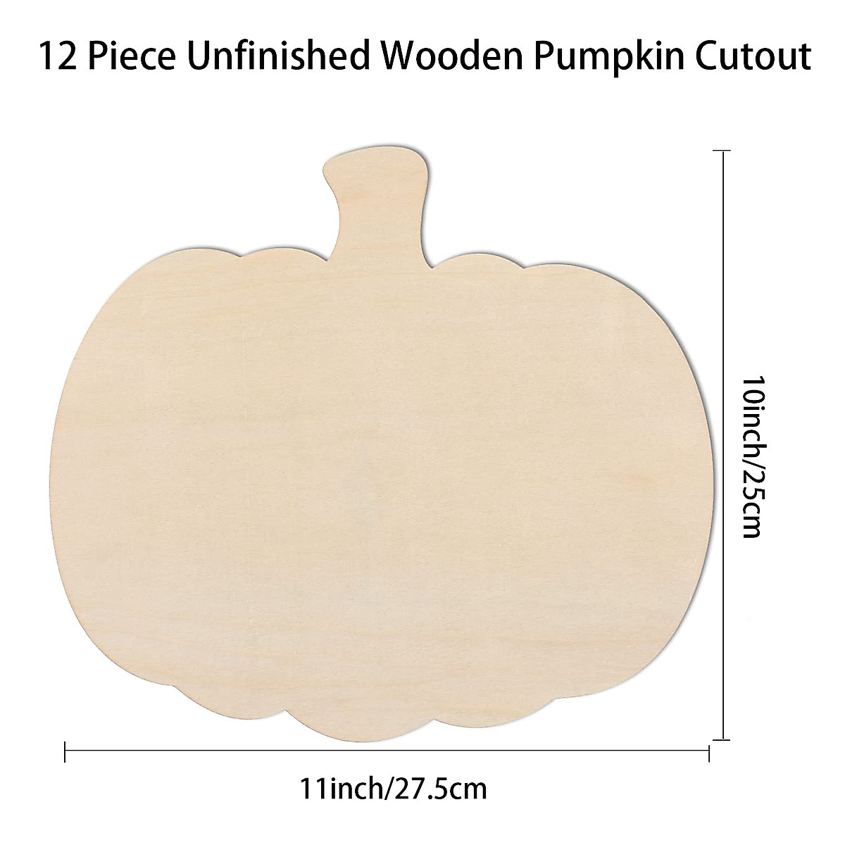12 Pieces Large Wooden Pumpkin Cutouts 11 Inches Unfinished Wood Craft Cutout Blank Pumpkin Shape Cutout for Halloween Fall Thanksgiving Party DIY Craft Decoration Supplies