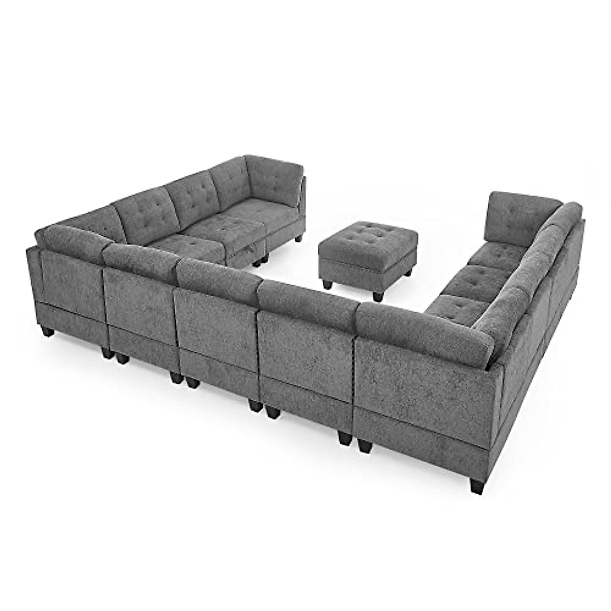 Free Combination Sectional Sofa Oversized Reversible Modular Couch U Shaped Corner Sofá Upholstered Deap Seat Sleeper Couches Bed with Storage for Living Room,7 Single Chairs,4 Corners,1 Ottoman