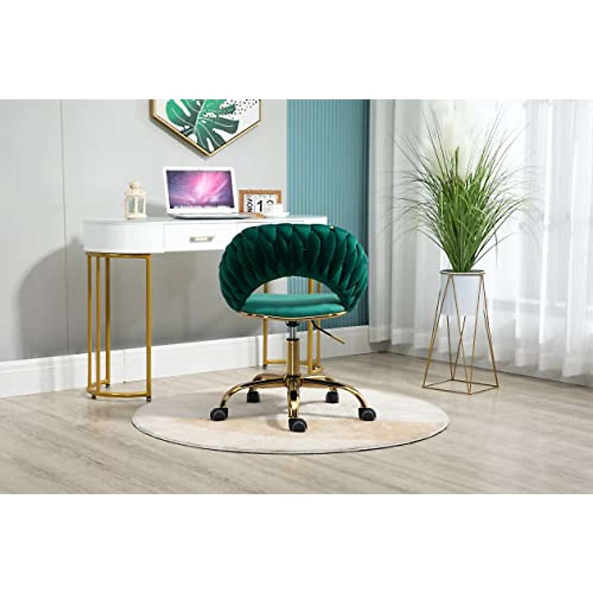 FATFISH Computer Chair Office Chair Adjustable Swivel Chair Fabric Seat Home Study Chair