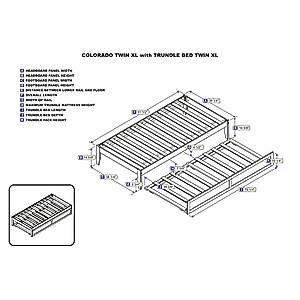 AFI, Colorado Bed with USB Turbo Charger and Twin Extra Long Trundle, Twin Extra Long, Grey