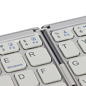 Hilitand Folding Wireless Bluetooth Keyboard with Touchpad,3 Folds 63 Keys Portable Slim Keyboard with Trackpad,for Smartphone Tablet Laptop,for Android for Windows for iOS(Silver White)