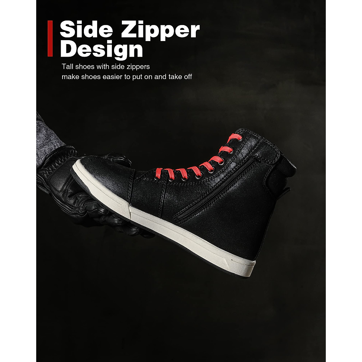 BORLENI Motorcycle Riding Shoes Road Street Motocross Protective Boots for Men, Casual Breathable Powersports Shoes